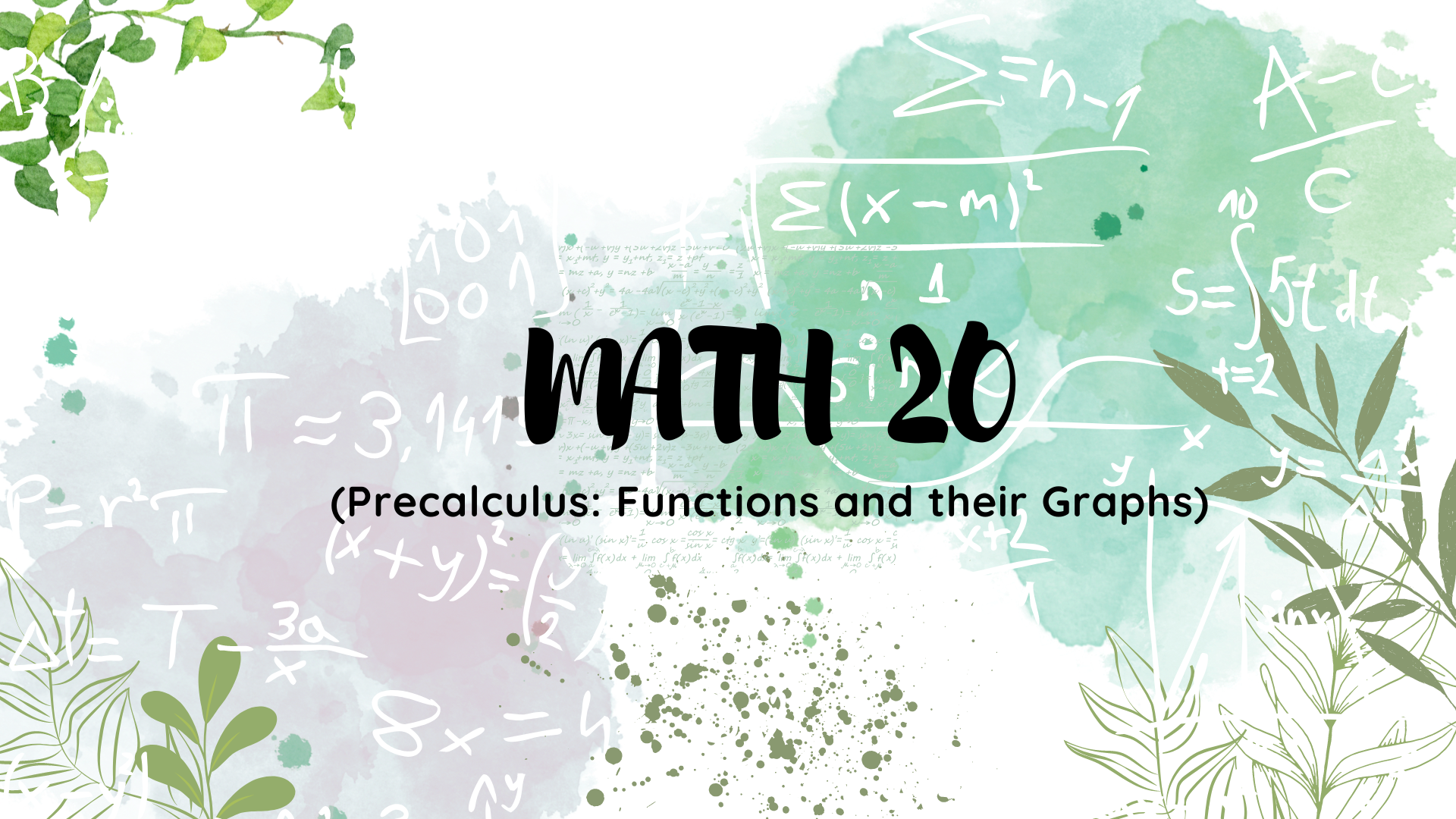 Summary of Math 20 [X9]