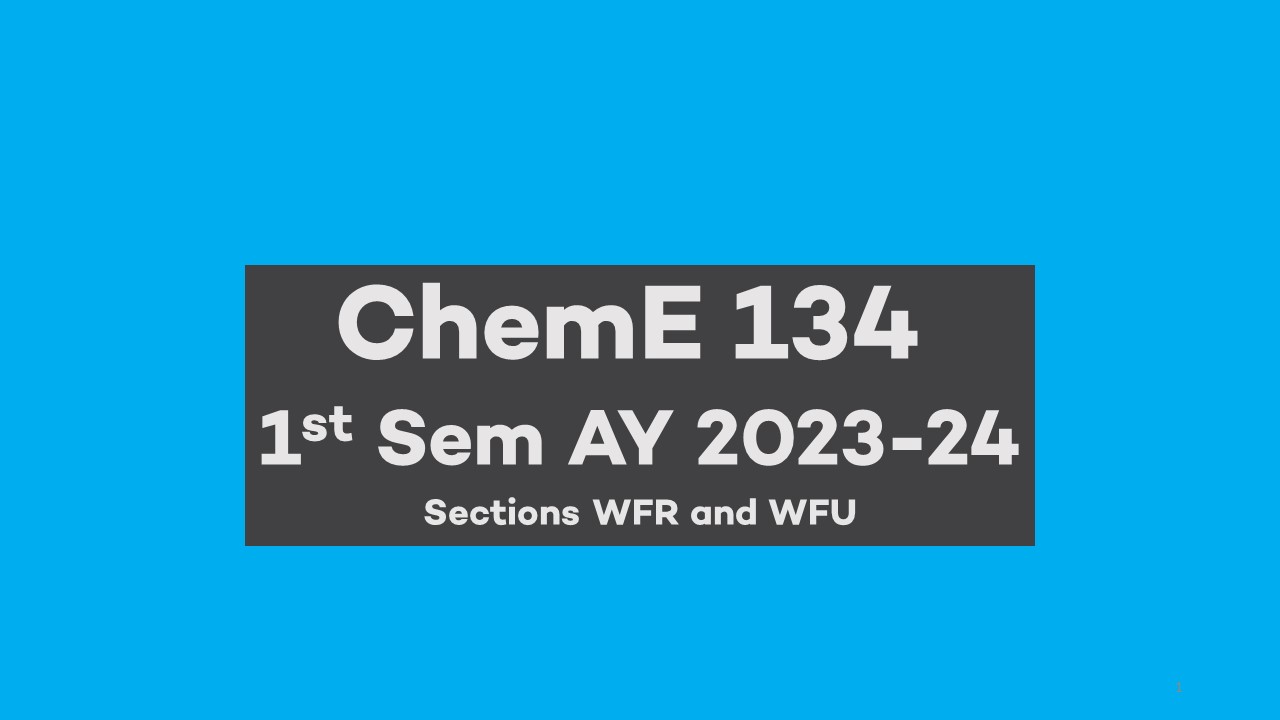 Summary of ChemE 134 AY23-24 JEREMIAS